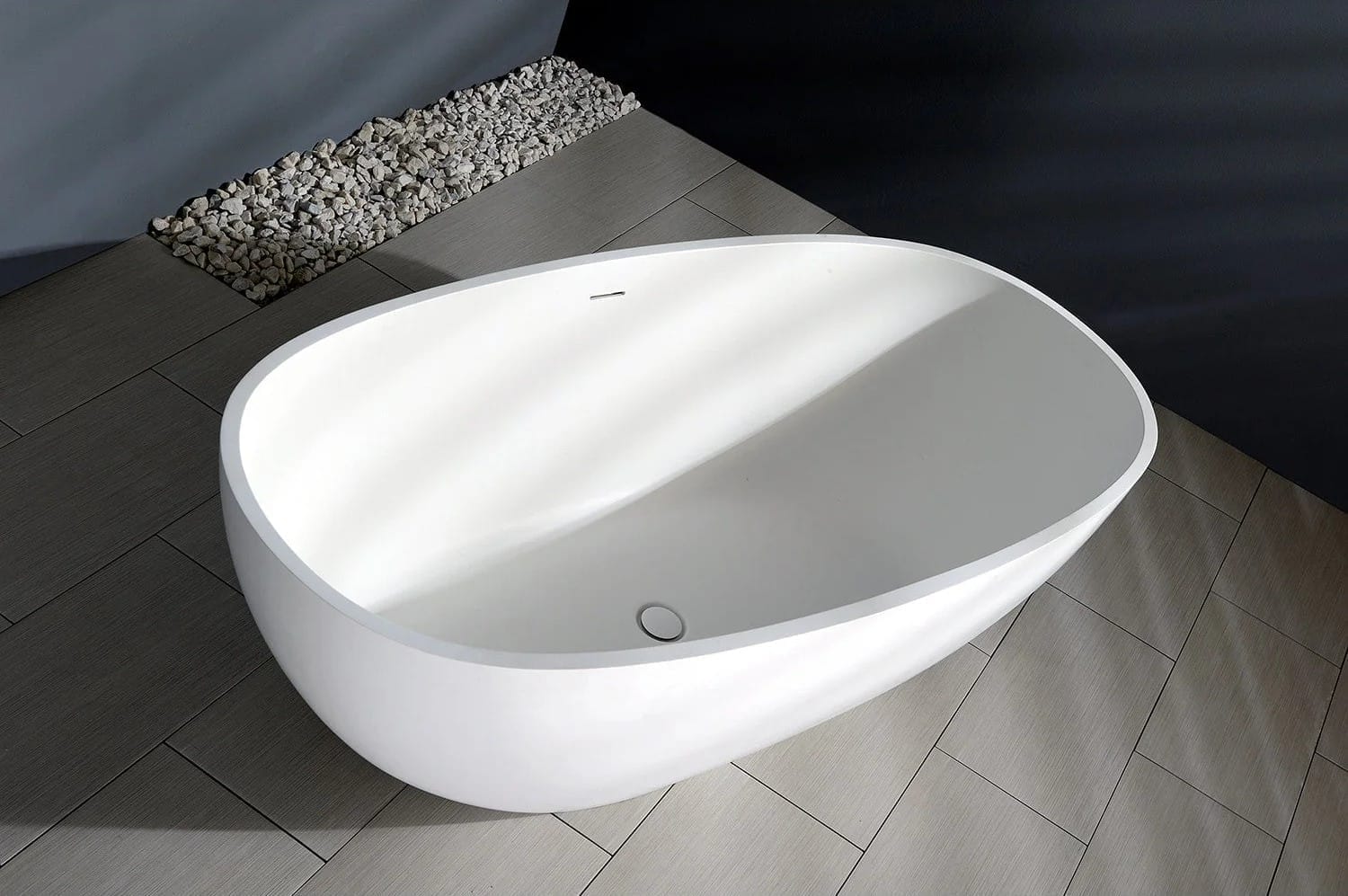 Artificial Stone Freestanding Bathtub Matt White 1630mm SC1126